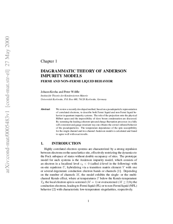 (PDF) Diagrammatic Theory of the Anderson Impurity Model with Finite ...