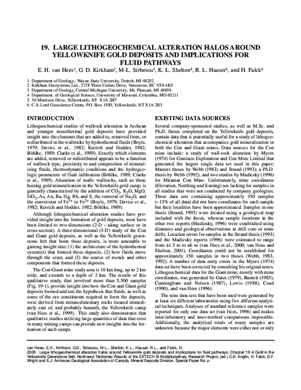(PDF) Large Lithogeochemical Alteration Halos Around Yellowknife Gold ...
