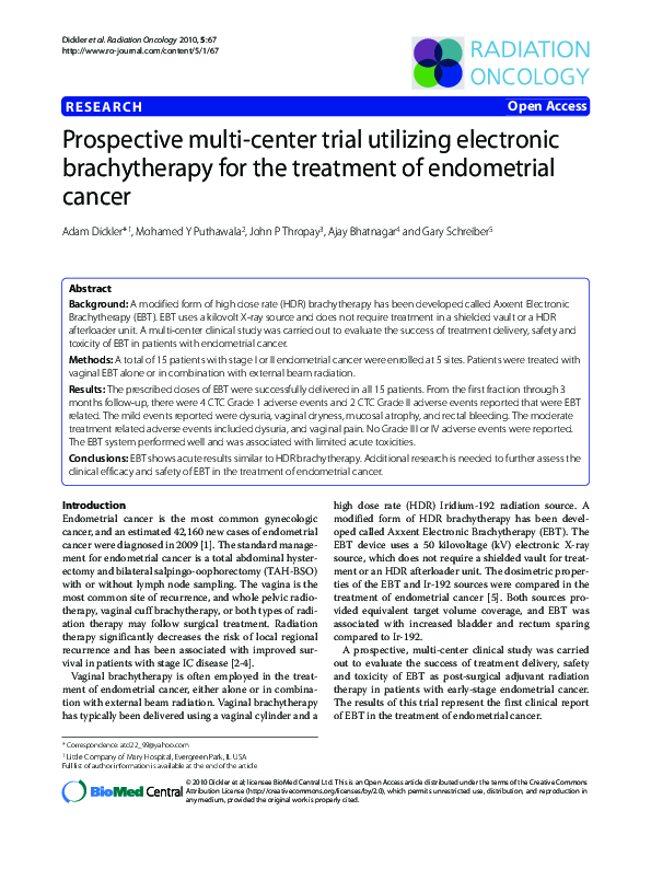 (PDF) Prospective multi-center trial utilizing electronic brachytherapy ...