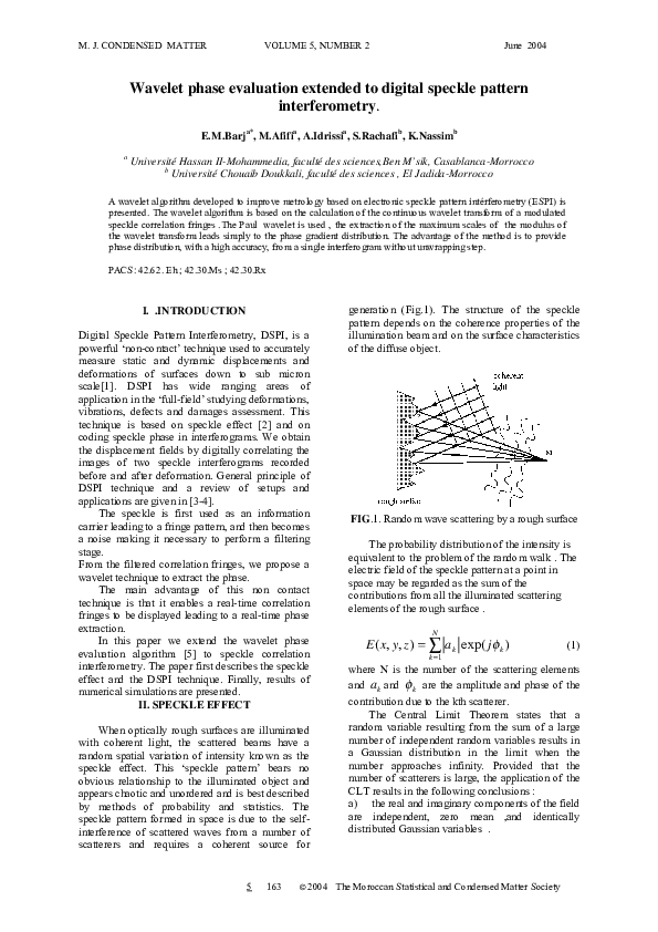 (PDF) Wavelet phase evaluation extended to digital speckle pattern interferometry