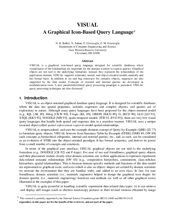 (PDF) VISUAL: a graphical icon-based query language