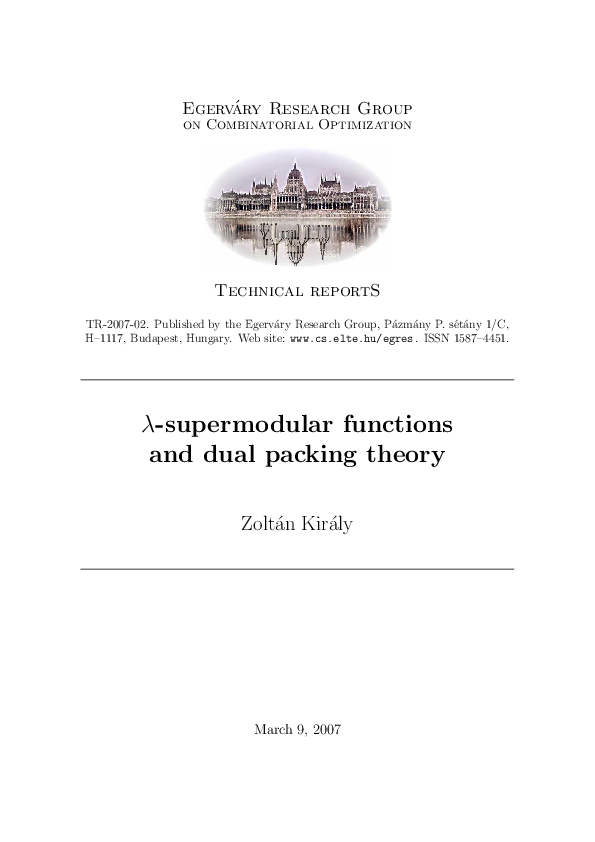 (PDF) Supermodular Functions and Dual Packing Theory