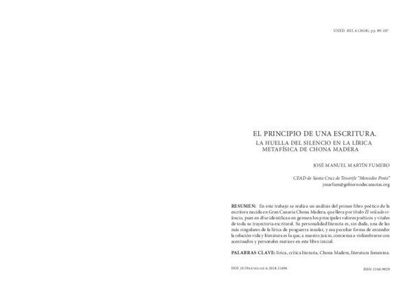 (PDF) El principio de una escritura. La huella del silencio en la ...