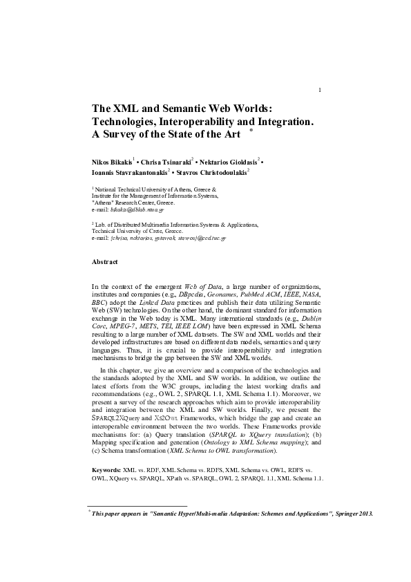 (PDF) The XML and Semantic Web Worlds: Technologies, Interoperability ...