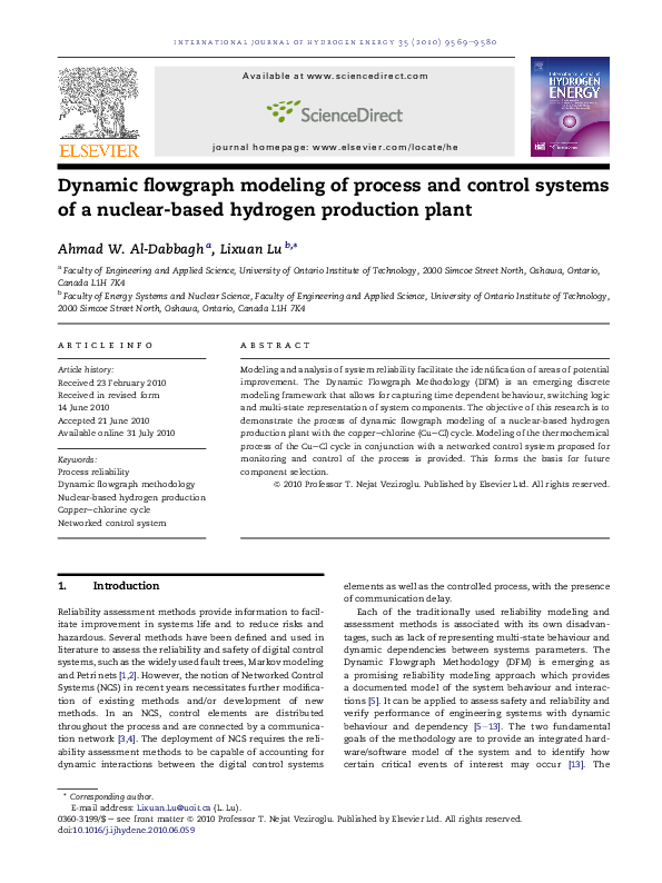 (PDF) Dynamic flowgraph modeling of process and control systems of a nuclear-based hydrogen ...
