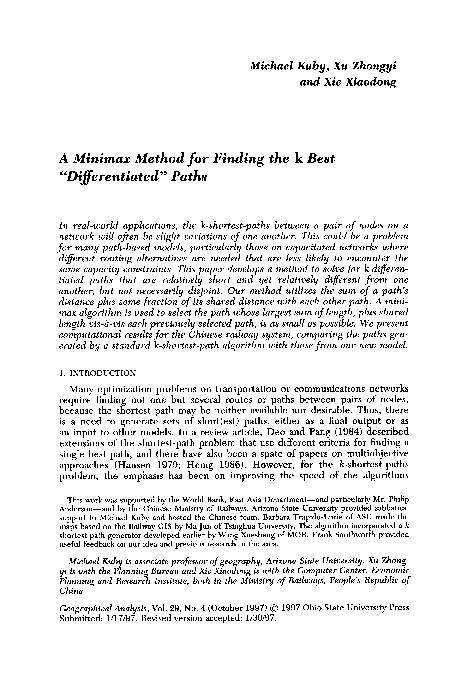 (PDF) A Minimax Method for Finding the k Best “Differentiated” Paths