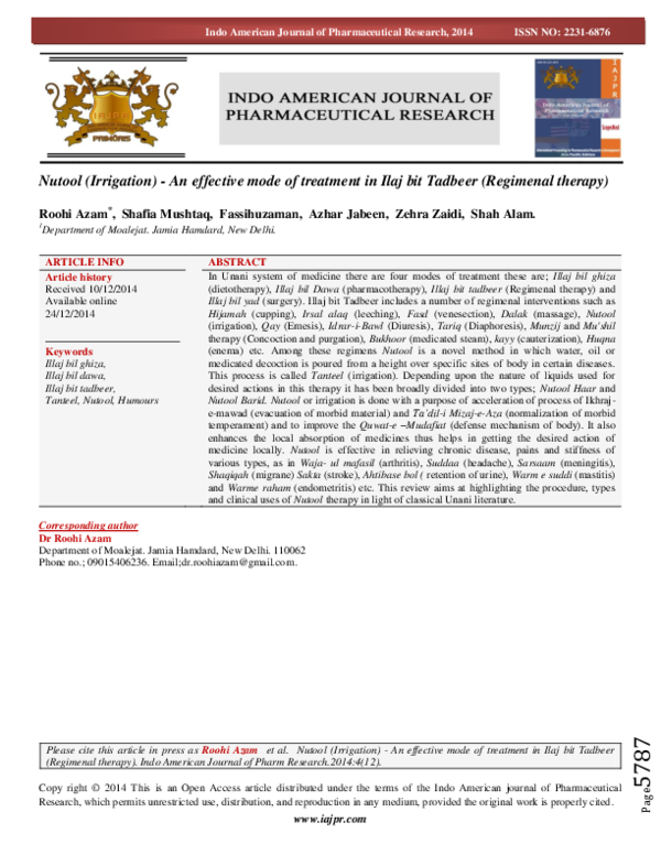 (PDF) Nutool (Irrigation) -An effective mode of treatment in Ilaj bit ...