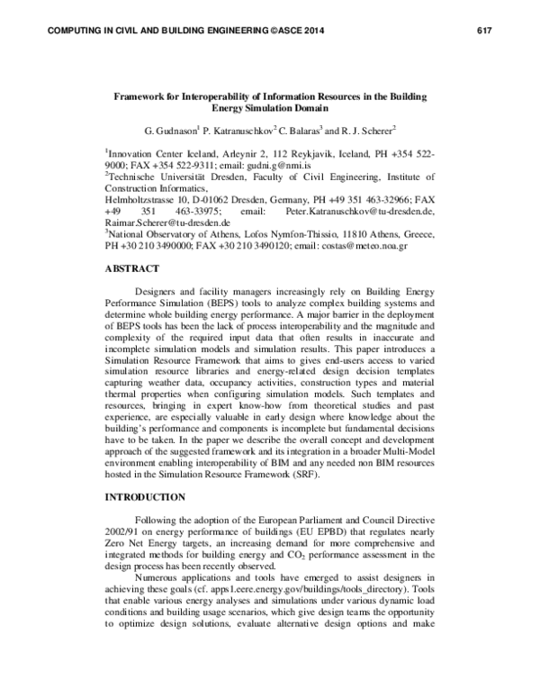 (PDF) Framework for Interoperability of Information Resources in the Building Energy Simulation ...