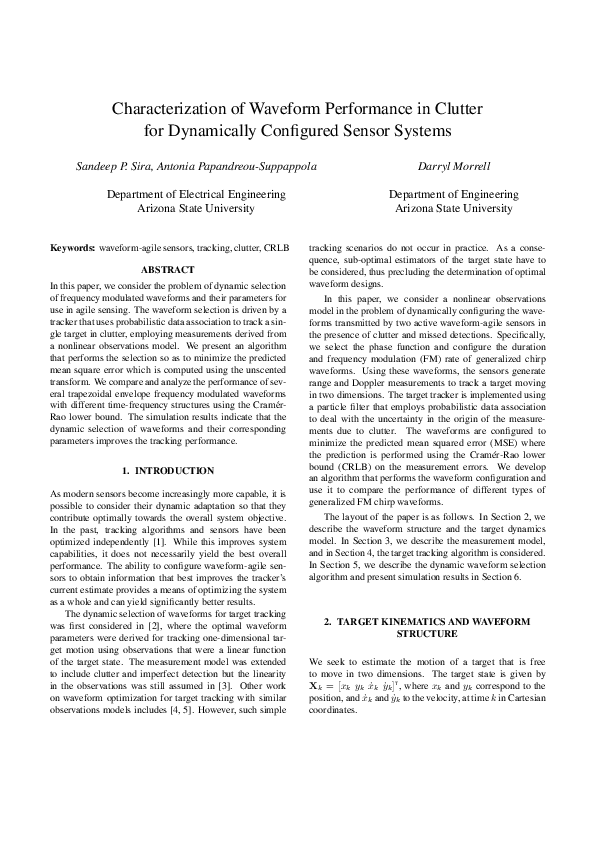 (PDF) Characterization of waveform performance in clutter for dynamically configured sensor systems