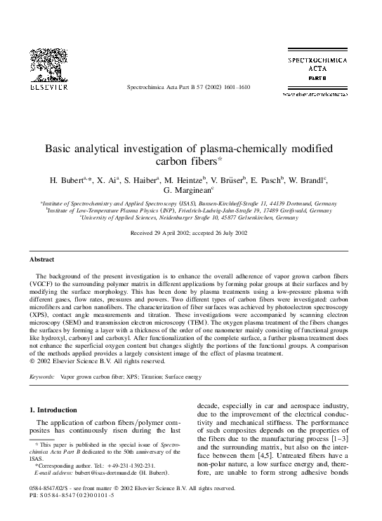 (PDF) Basic analytical investigation of plasma-chemically modified ...