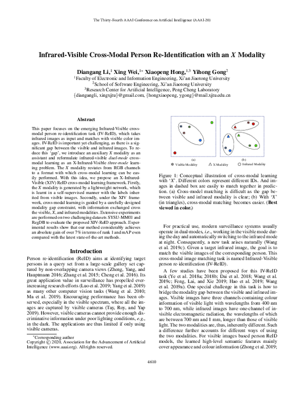 Pdf Infrared Visible Cross Modal Person Re Identification With An X Modality