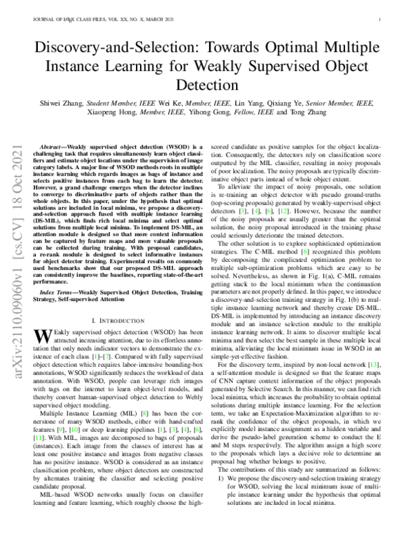 (PDF) Discovery-and-Selection: Towards Optimal Multiple Instance Learning for Weakly Supervised ...