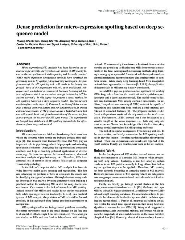 (PDF) Dense prediction for micro-expression spotting based on deep sequence model