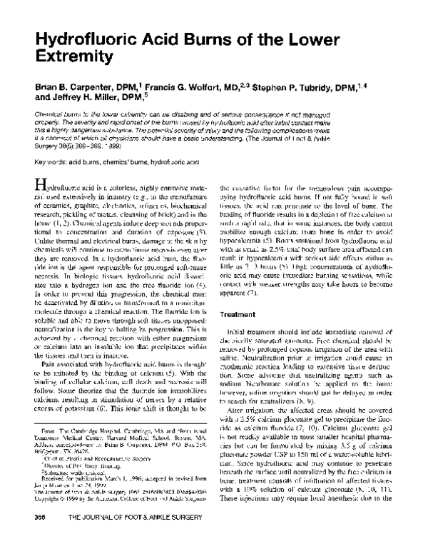 (PDF) Hydrofluoric acid burns of the lower extremity