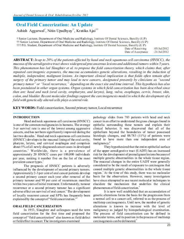 (PDF) Oral Field Cancerization: An Update