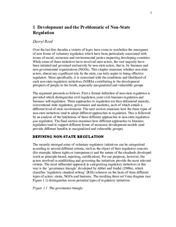 (PDF) Development and the Problematic of Non-state Regulation