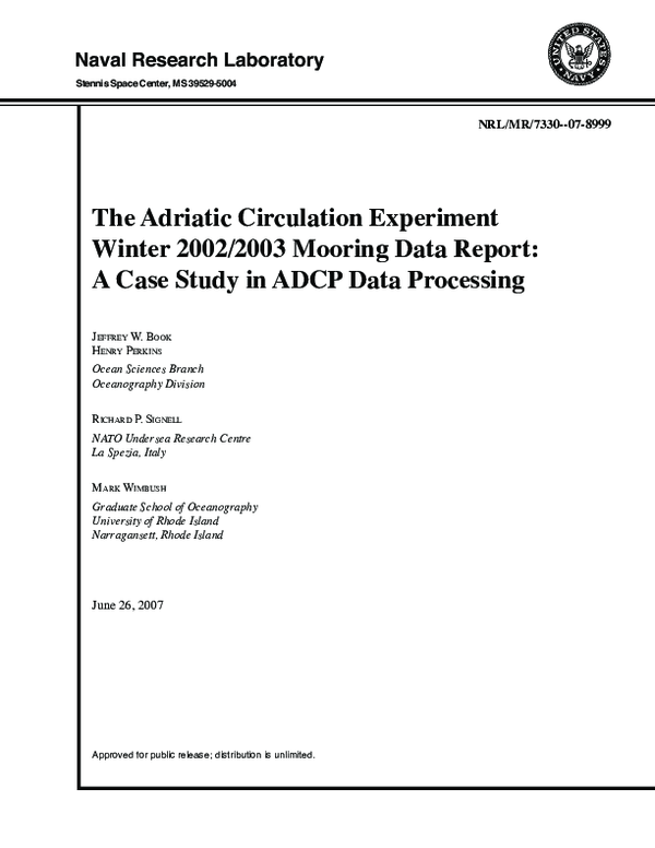 (PDF) The Adriatic Circulation Experiment Winter 2002/2003 Mooring Data ...