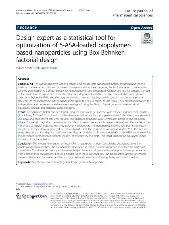 (PDF) Design Expert as a Statistical tool for Optimization of ...