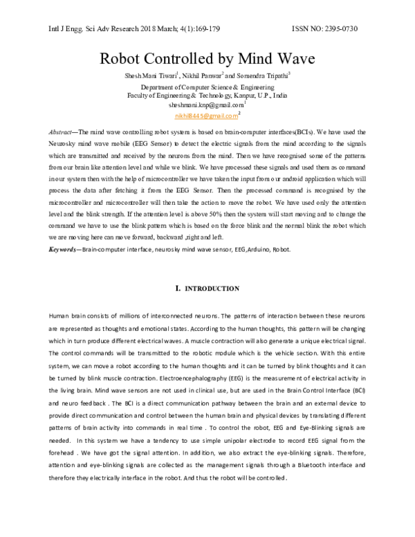 (PDF) Robot Controlled by Mind Wave