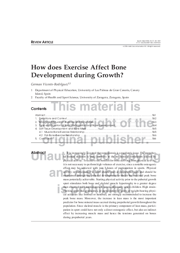 (PDF) How does Exercise Affect Bone Development during Growth?