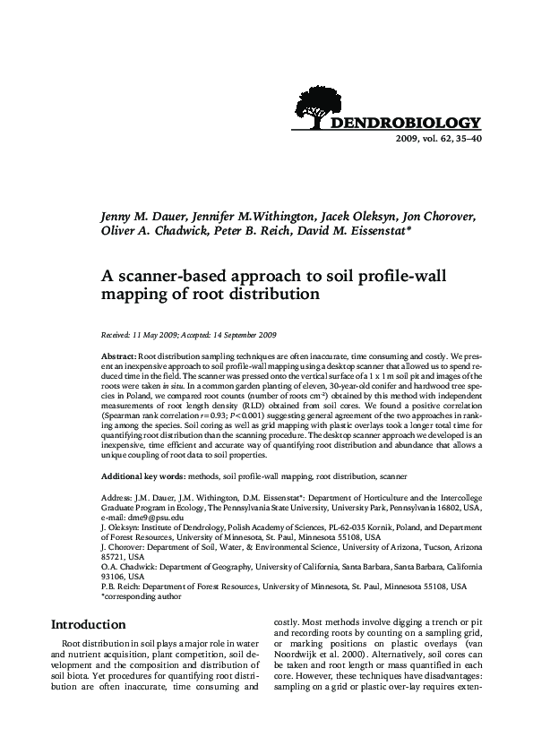 (PDF) Scanner-based Soil Mapping for Root Distribution Analysis