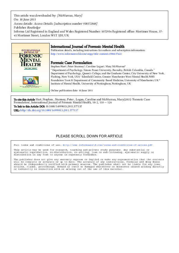 (PDF) Forensic Case Formulation