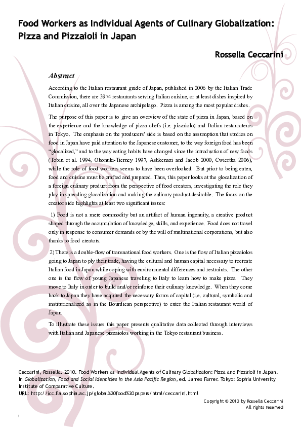 (PDF) Food Workers as Individual Agents of Culinary Globalization ...