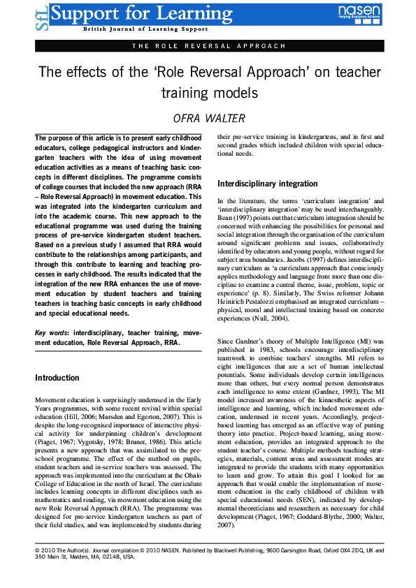 (PDF) The effects of the ‘Role Reversal Approach’ on teacher training ...