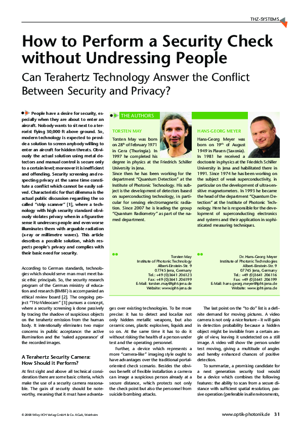 (PDF) How to Perform a Security Check without Undressing People