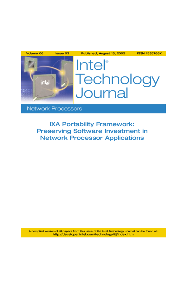 (PDF) IXA Portability Framework: Preserving Software Investment in Network Processor Applications