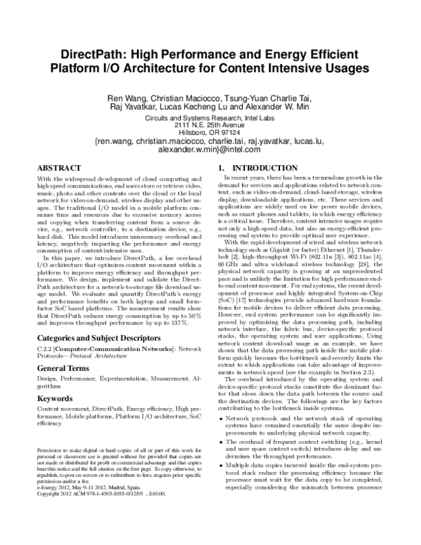 (PDF) DirectPath: high performance and energy efficient platform I/O ...