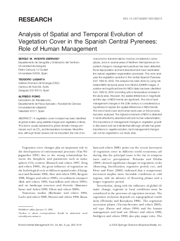 (PDF) Analysis of Spatial and Temporal Evolution of Vegetation Cover in ...