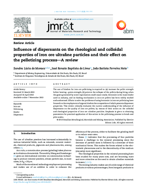 (PDF) Influence of dispersants on the rheological and colloidal ...