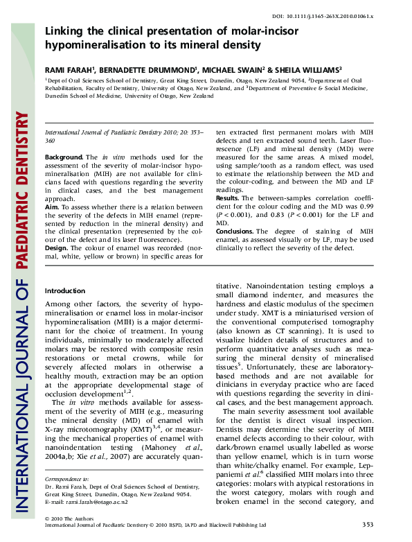 (PDF) Linking the clinical presentation of molar-incisor ...