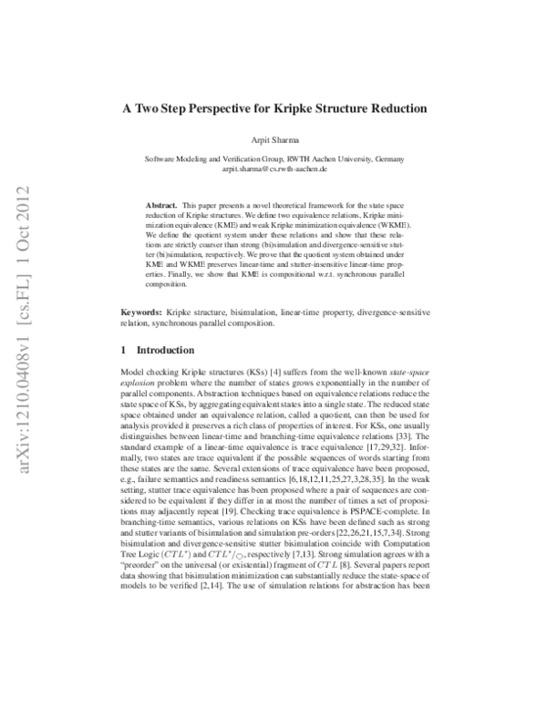 (PDF) A Two Step Perspective for Kripke Structure Reduction