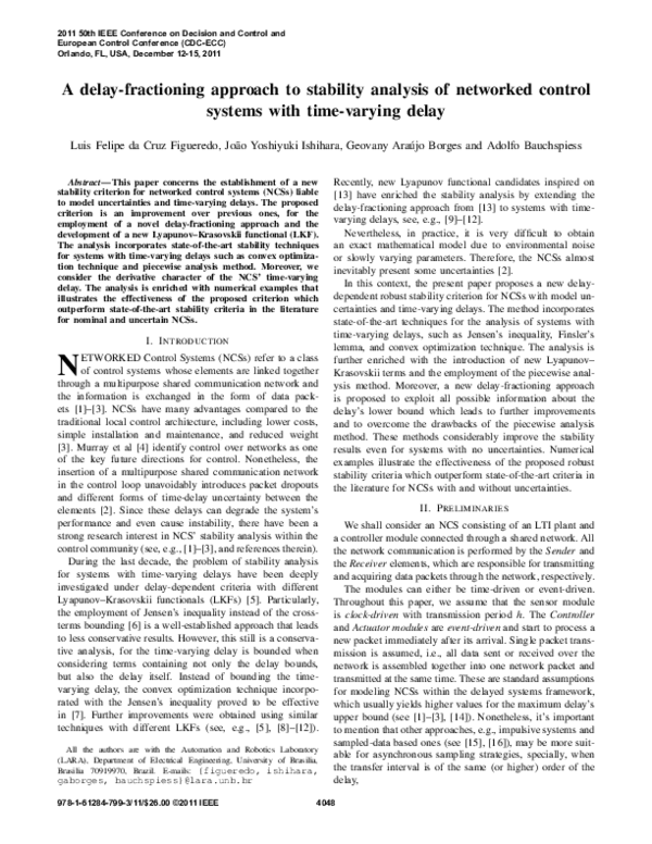 (PDF) A delay-fractioning approach to stability analysis of networked control systems with time ...