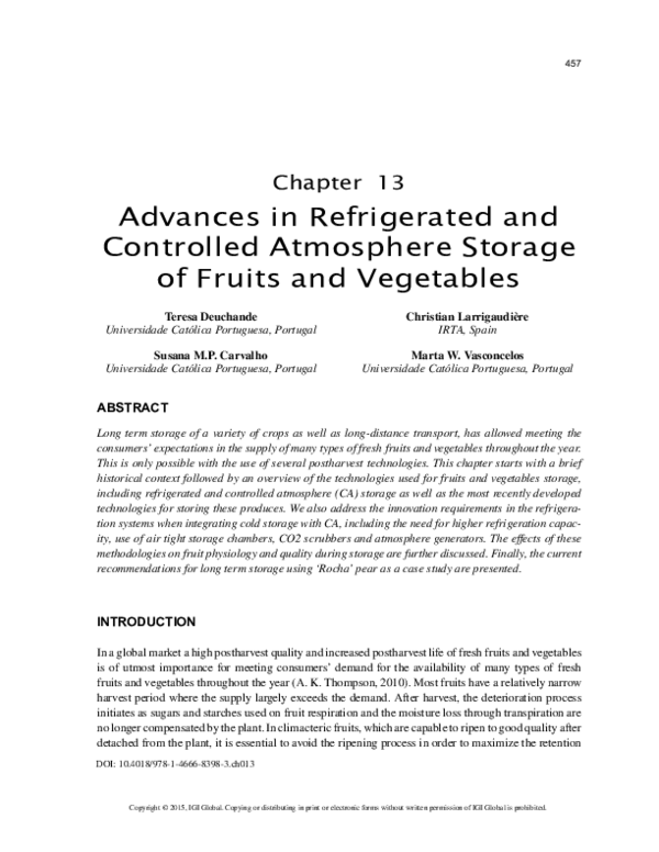 (PDF) Advances in Refrigerated and Controlled Atmosphere Storage of ...