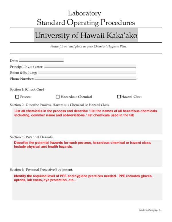 (PDF) Laboratory Standard Operating Procedures