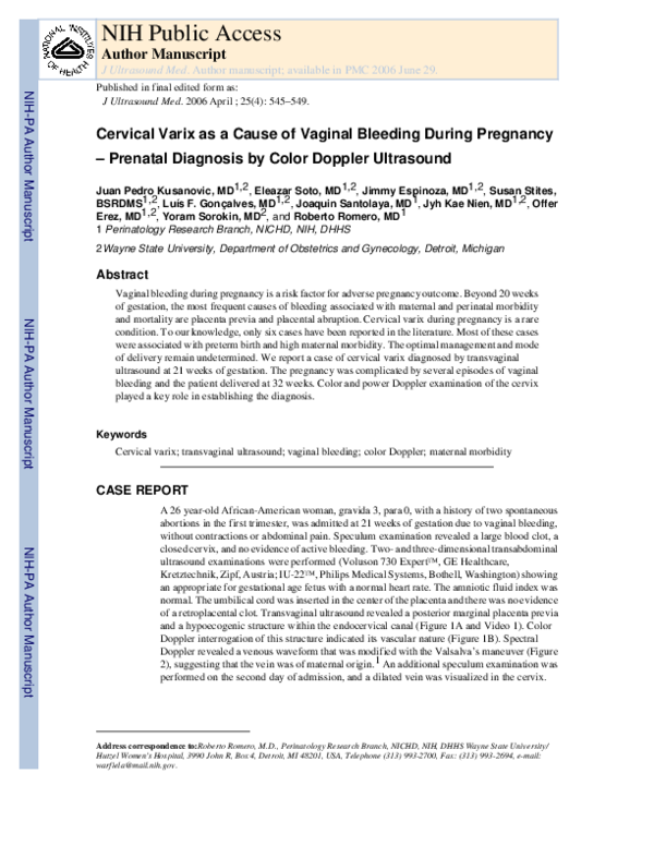 (PDF) Cervical Varix as a Cause of Vaginal Bleeding During Pregnancy