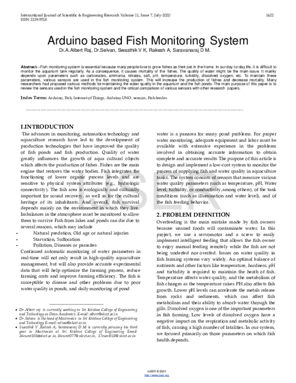 (PDF) Arduino based Fish Monitoring System