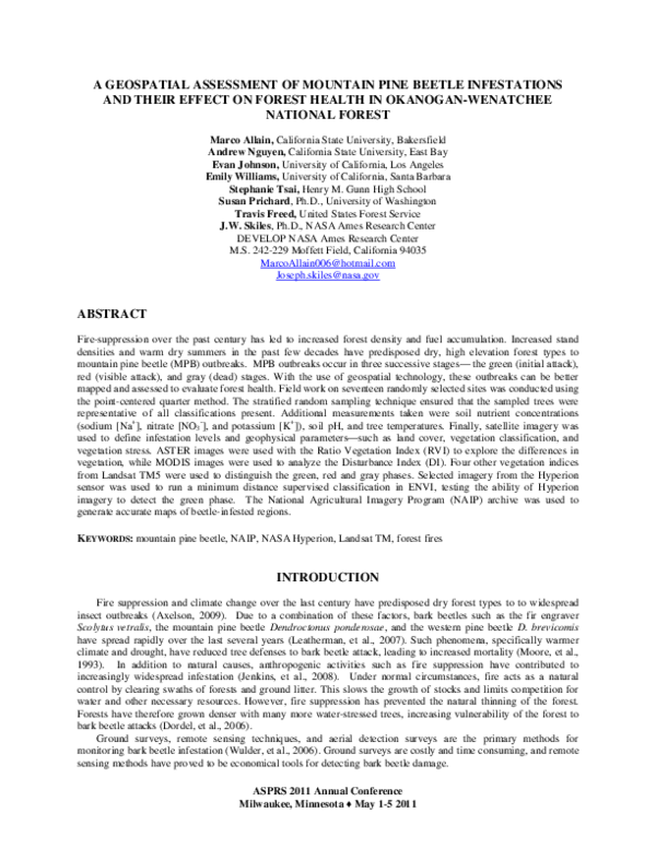(PDF) A Geospatial Assessment of Mountain Pine Beetle Infestations and ...