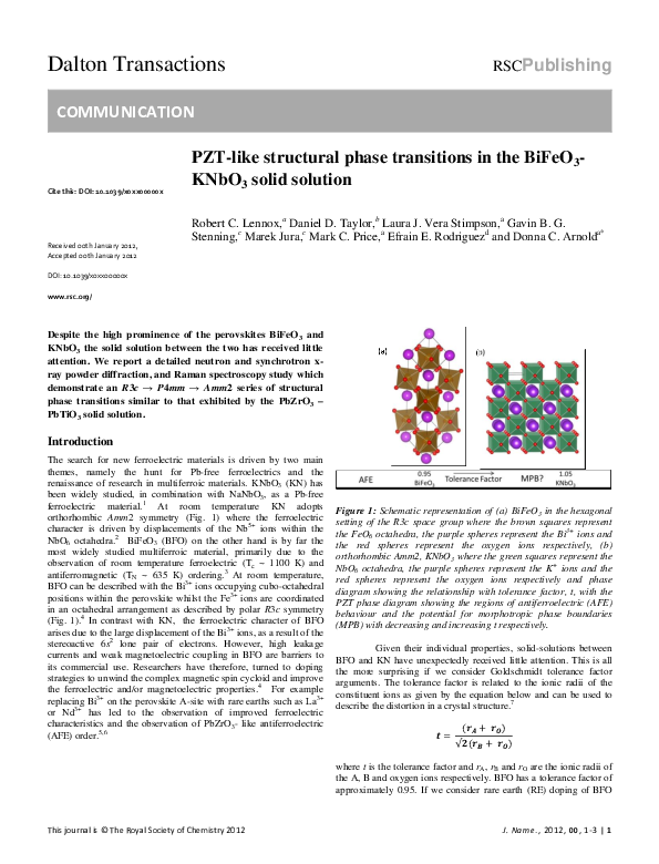 (PDF) PZT-like structural phase transitions in the BiFeO3-KNbO3 solid solution