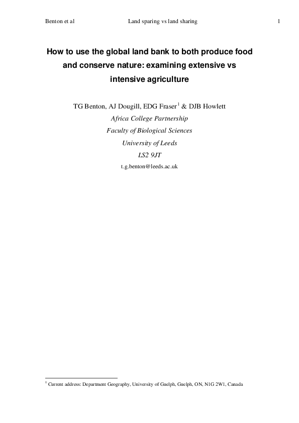 (PDF) How to use the global land bank to both produce food and conserve ...