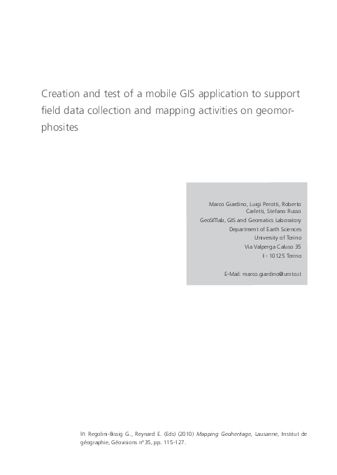 (PDF) Creation and test of a mobile GIS application to support field ...