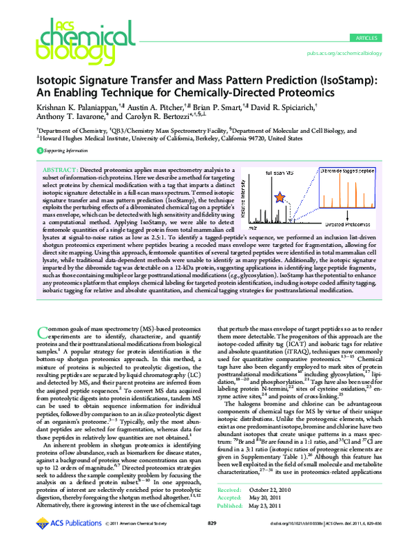 (PDF) Isotopic Signature Transfer and Mass Pattern Prediction (IsoStamp ...