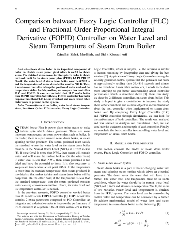 (PDF) Comparison between Fuzzy Logic Controller (FLC) and Fractional Order Proportional Integral ...