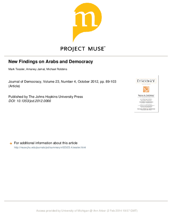 (PDF) New Findings on Arabs and Democracy