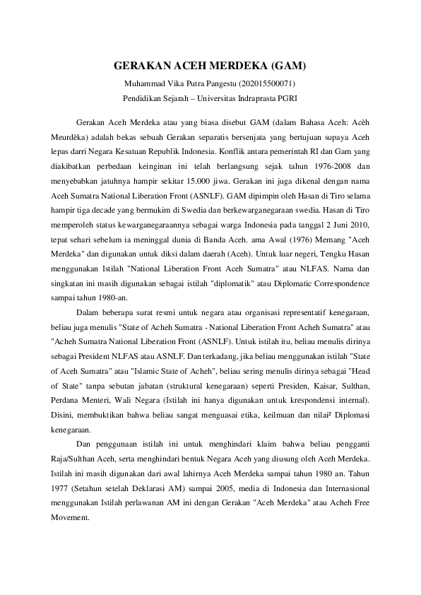 (PDF) GERAKAN ACEH MERDEKA (GAM)