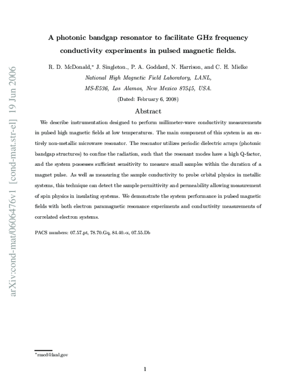 (PDF) A photonic band-gap resonator to facilitate GHz-frequency conductivity experiments in ...