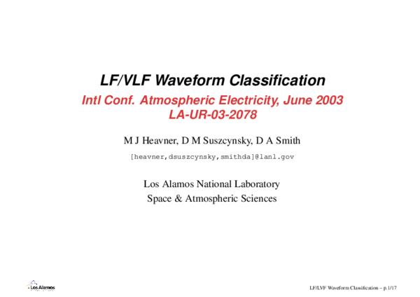 (PDF) LF/VLF Waveform Classification